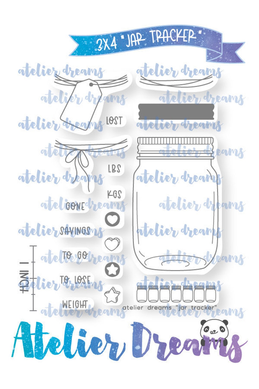 ADG-031 JAR TRACKER - 3x4 - Planner Stamps (photopolymer Clear Stamps ...