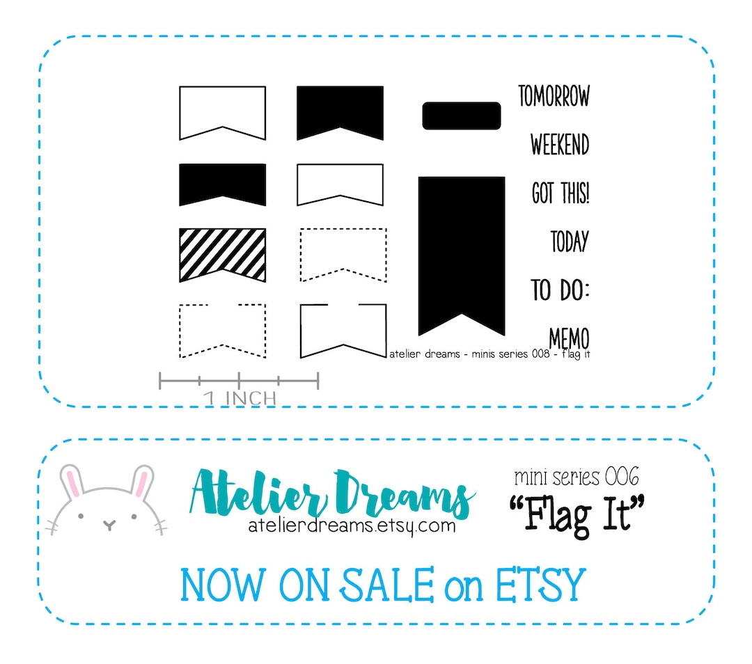 ADM-021 FLAG IT - Mini - Planner Stamps (photopolymer Clear Stamps) Tab ...