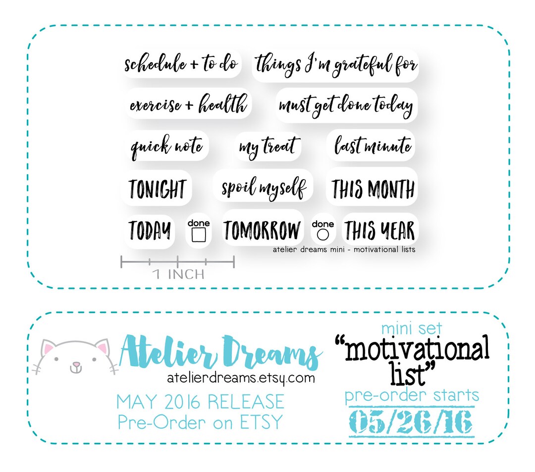 Retiring ADM-036 MOTIVATIONAL LISTS -mini- Planner Stamps (photopolymer ...