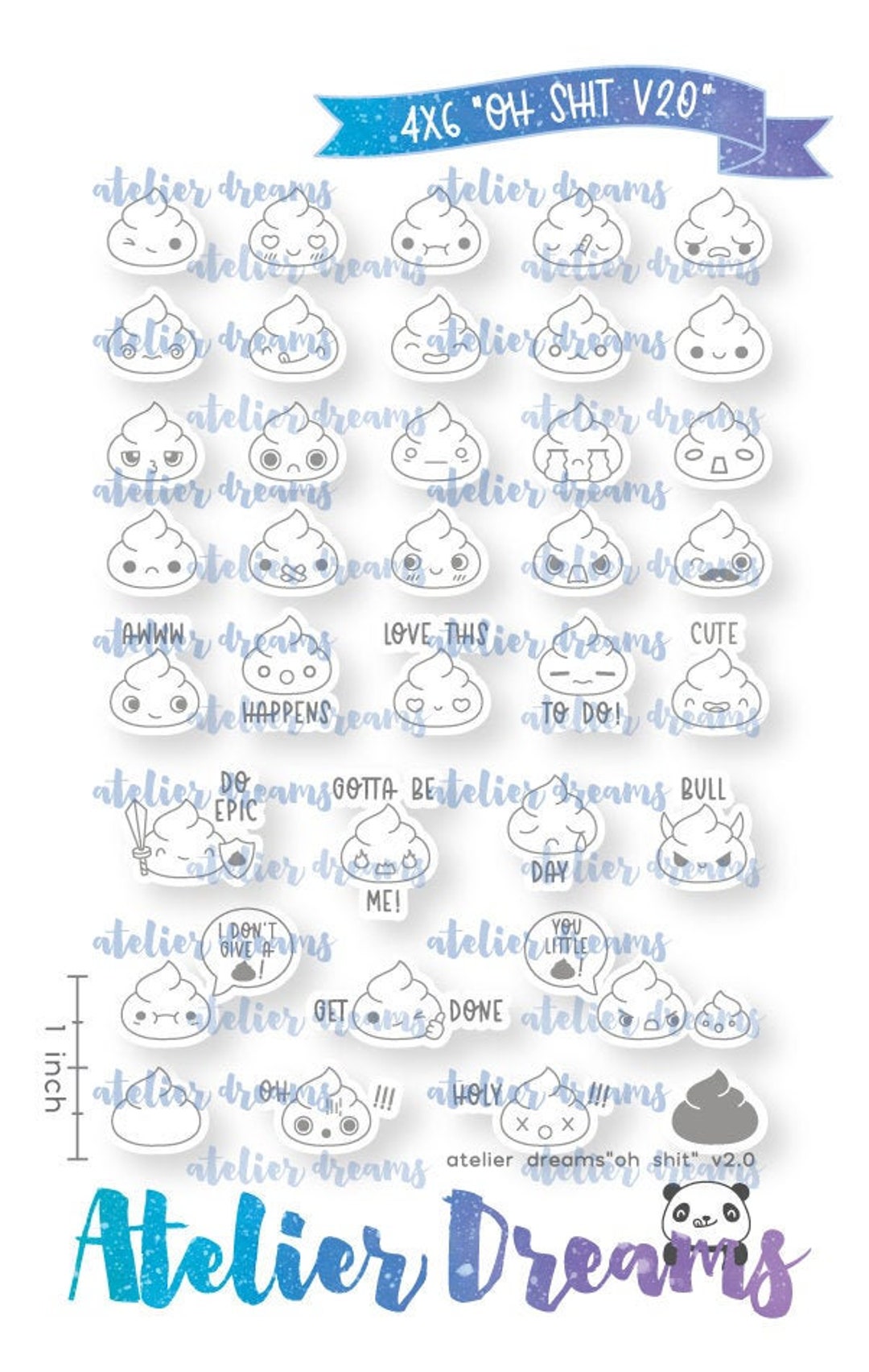 AD-010 OH SHIT V2.0 - Planner Stamps (photopolymer Clear Stamps) Poop ...