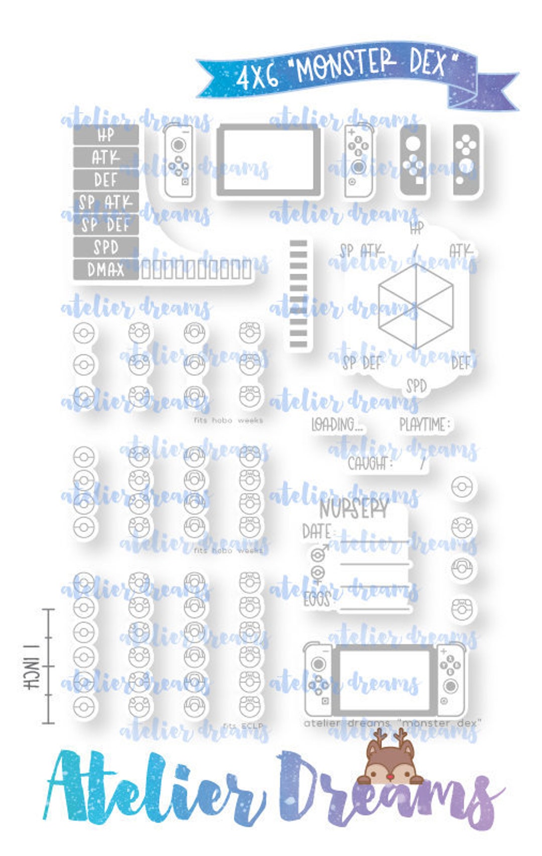 AD-103 MONSTER DEX - Planner Stamps (photopolymer Clear Stamps) Poke ...