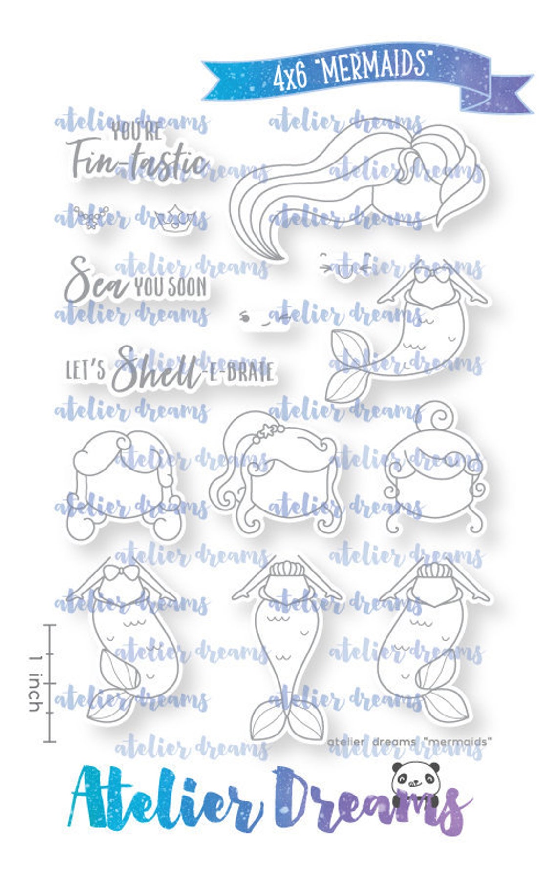 AD-045 MERMAIDS Planner Stamps Photopolymer Clear Stamps | Etsy