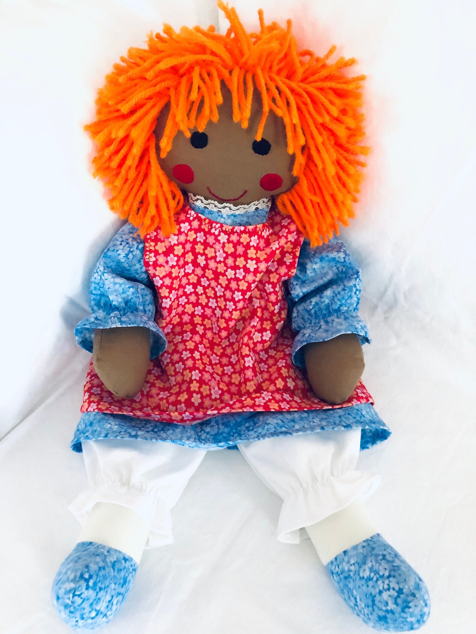 Orange Original Design Handmade Cloth Doll. Plush Doll Girl. Toys for ...