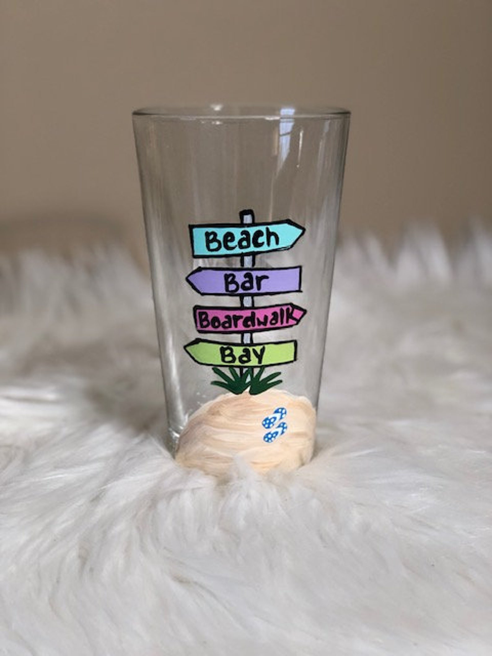 Beach Pint Glass/beach Beer Glass/summer Pint Glass/summer | Etsy