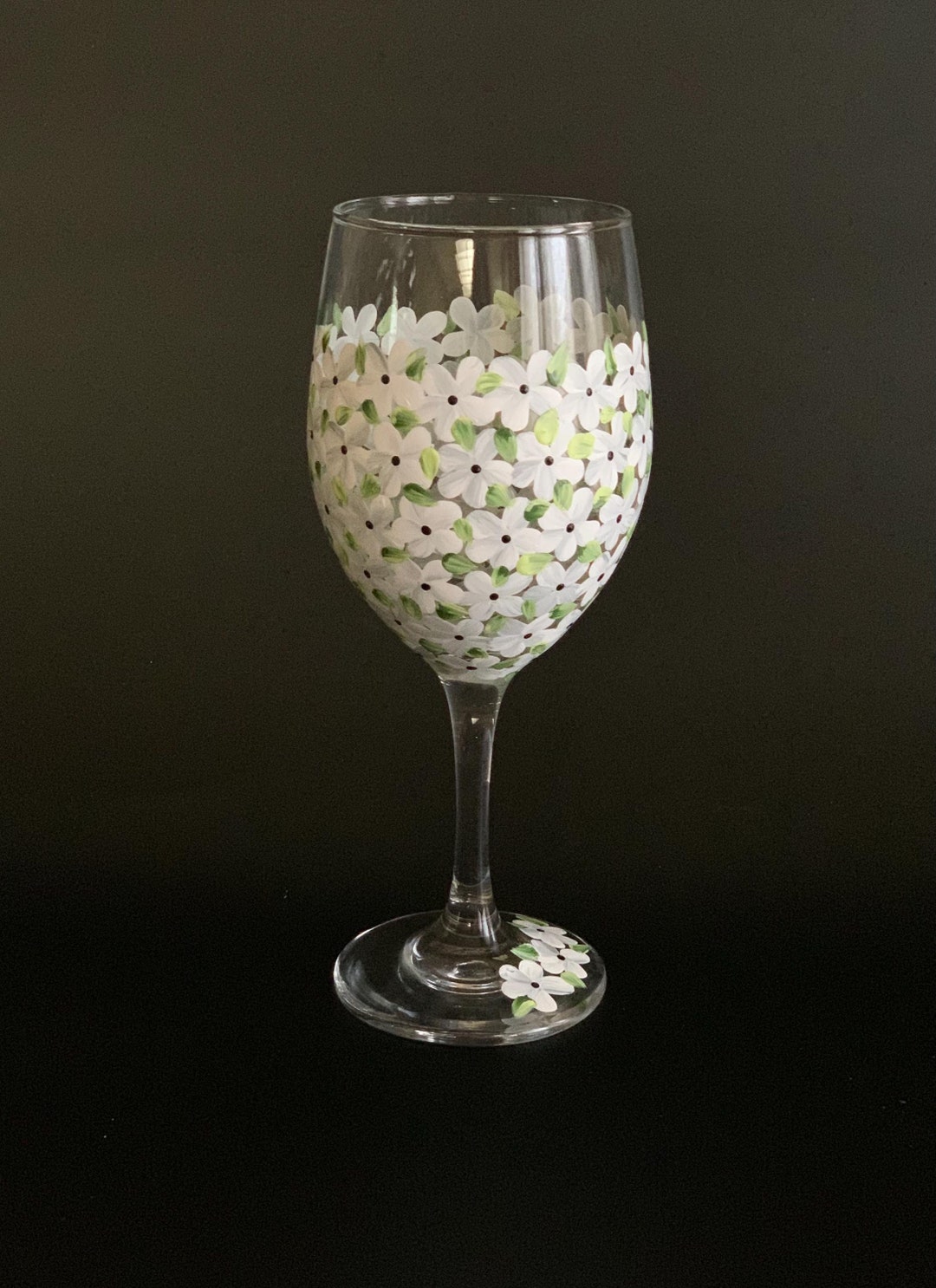 White Hydrangea Wine Glass, Bride Wine Glass, Wine Glass, Wedding Wine ...