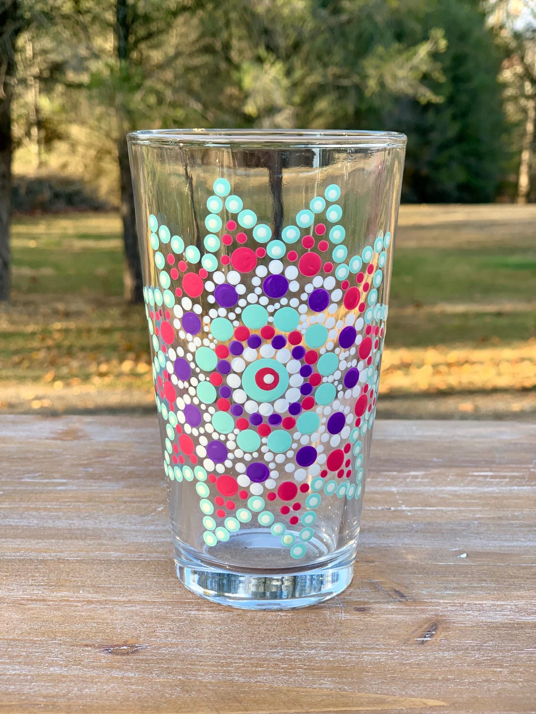 Mandala Handpainted Beer Glass, Mandala Handpainted Pint Glass, Mandala ...