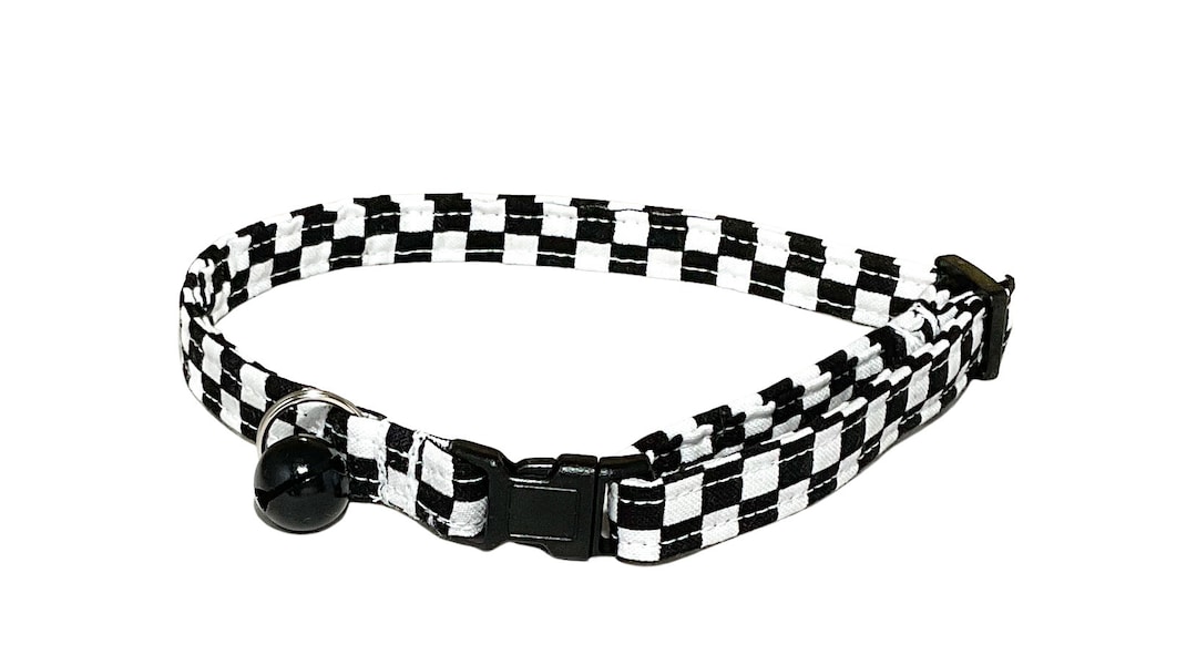 Black & White Checkered Breakaway Cat Collar With Bell -flower or Bow ...