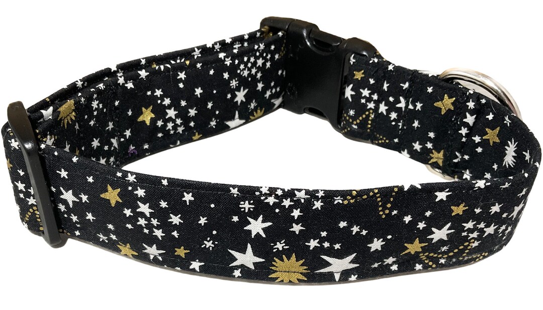 Black and White Star Dog Collar With Star Charm in Buckled or - Etsy