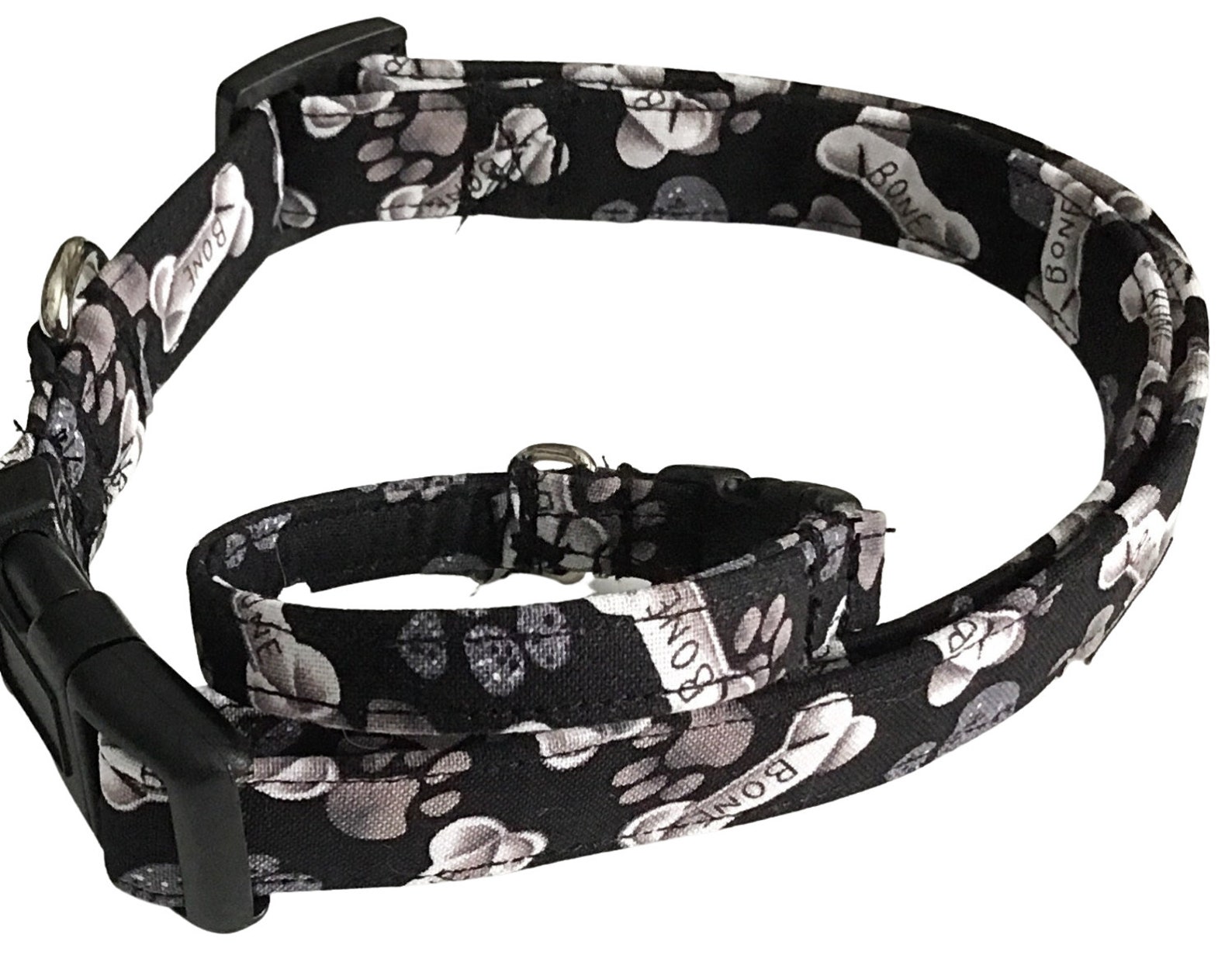 Black & White Dog Bone Collar With Matching Friendship Charm - Etsy