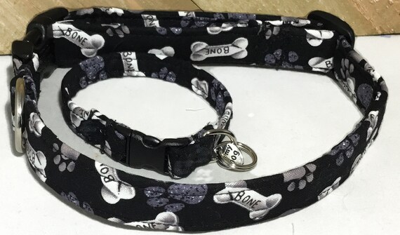 Black & White Dog Bone Collar With Matching Friendship Charm | Etsy
