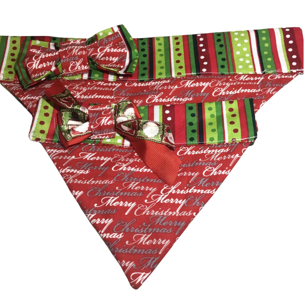 Red & Green Christmas Dog or Cat Bandana Personalized or Unpersonalized ...