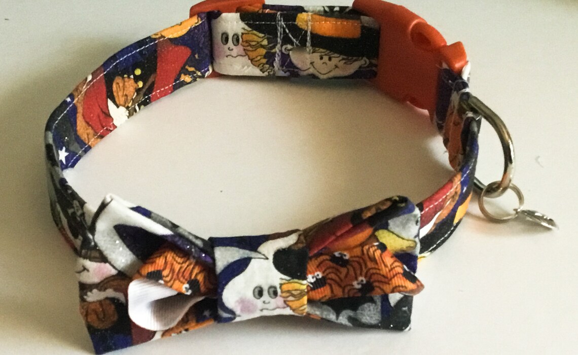 Halloween Ghost Goblin and Witch Halloween Collar and Charm | Etsy