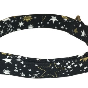 Black and White Star Dog Collar With Star Charm - White & Gold Stars on ...