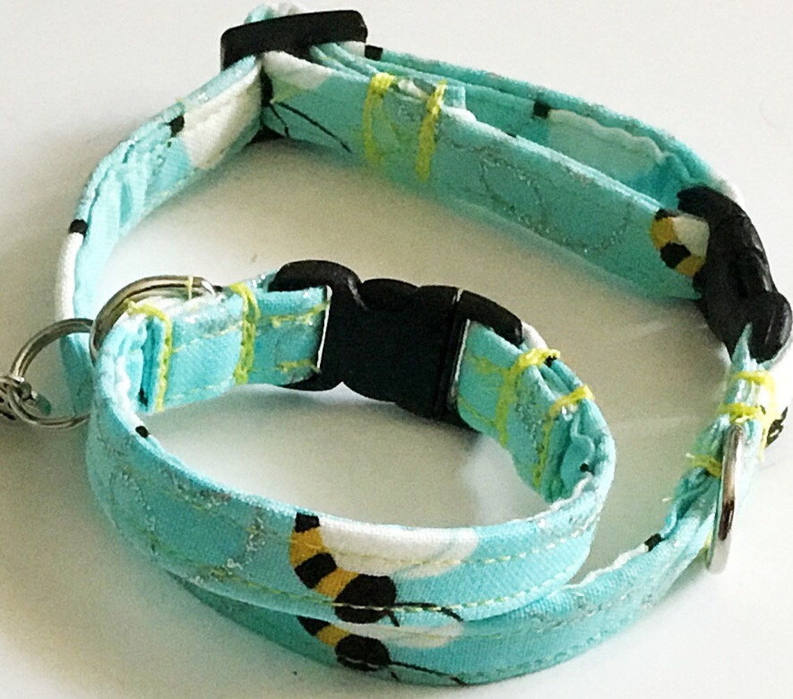 Blue Bumble Bee Dog or Cat Collar With Matching Friendship | Etsy
