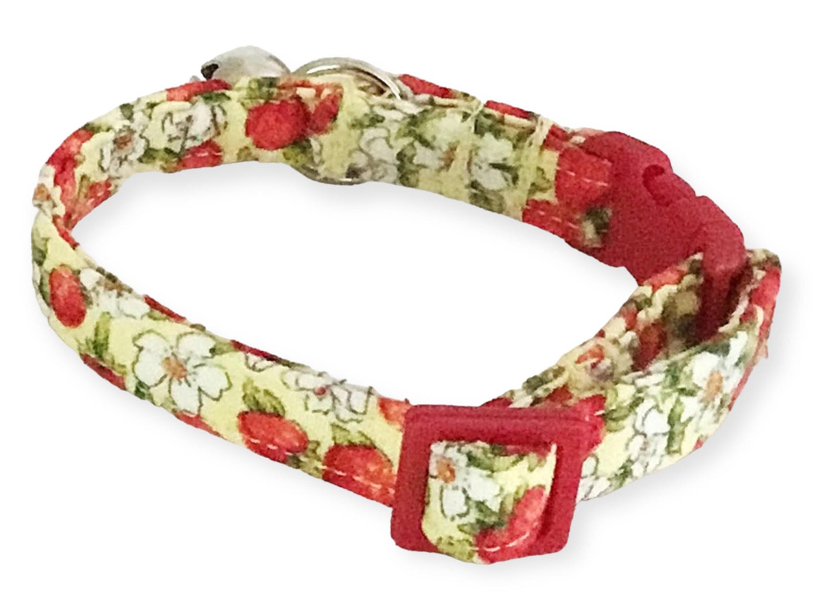 Cute Strawberry Cat Collar With Breakaway Buckle and Bell - Red ...