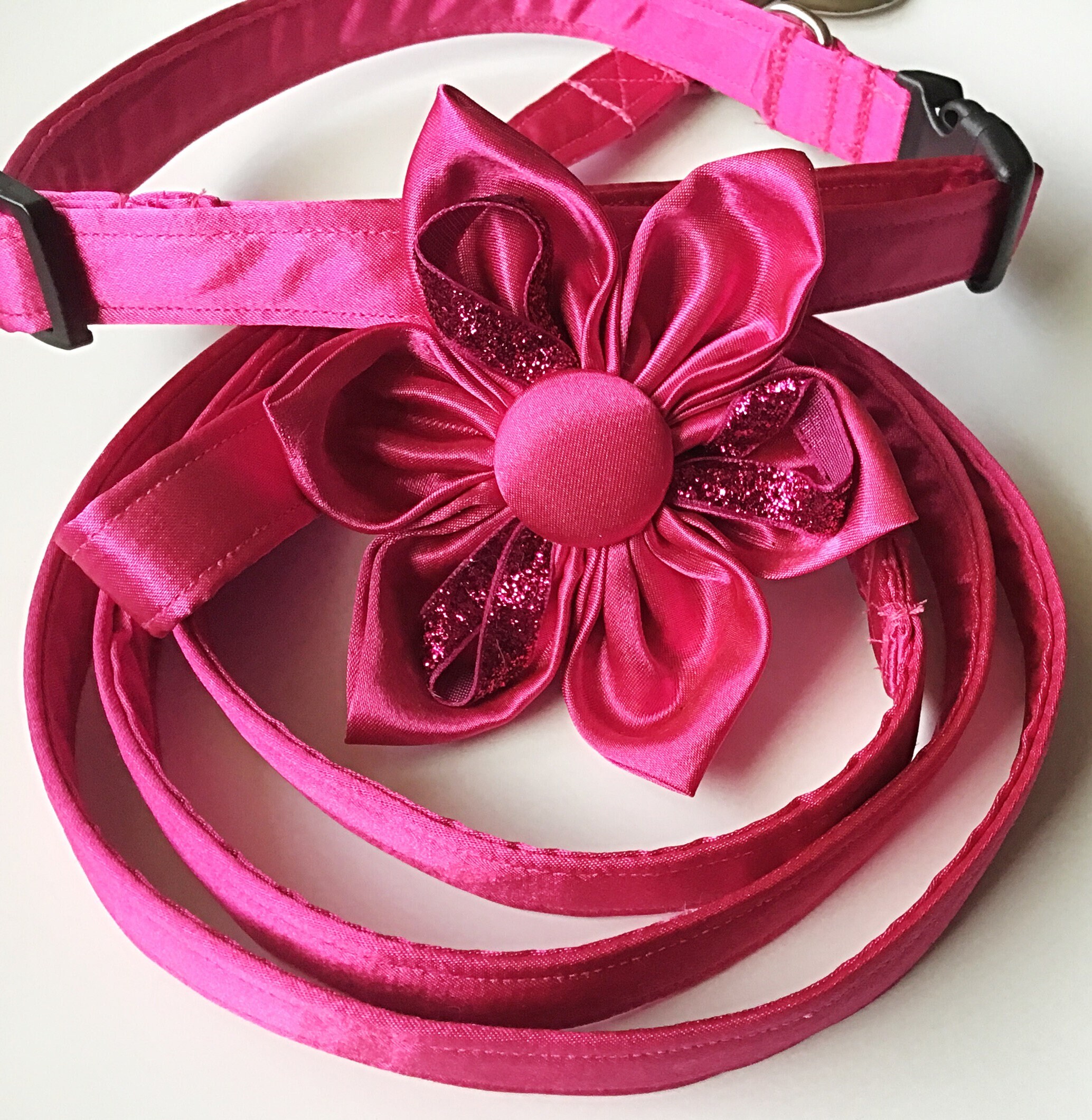 Hot Pink Satin Wedding Flower for Girl Dog or Cat - Etsy