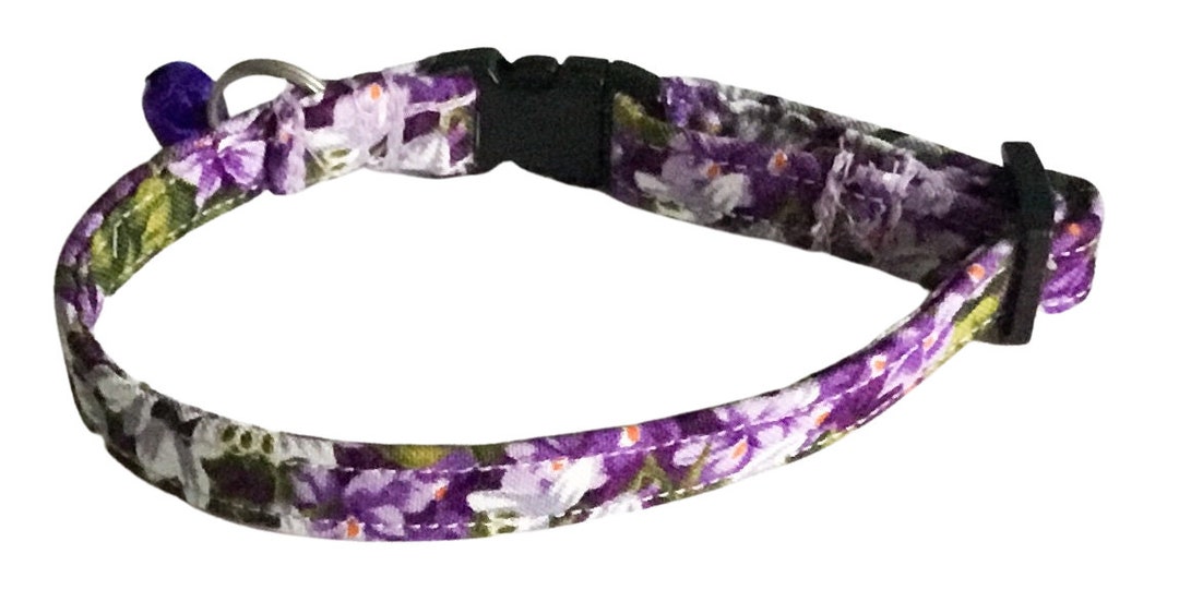 Purple Cat Collar With Lilacs Floral Breakaway With Bell - Etsy