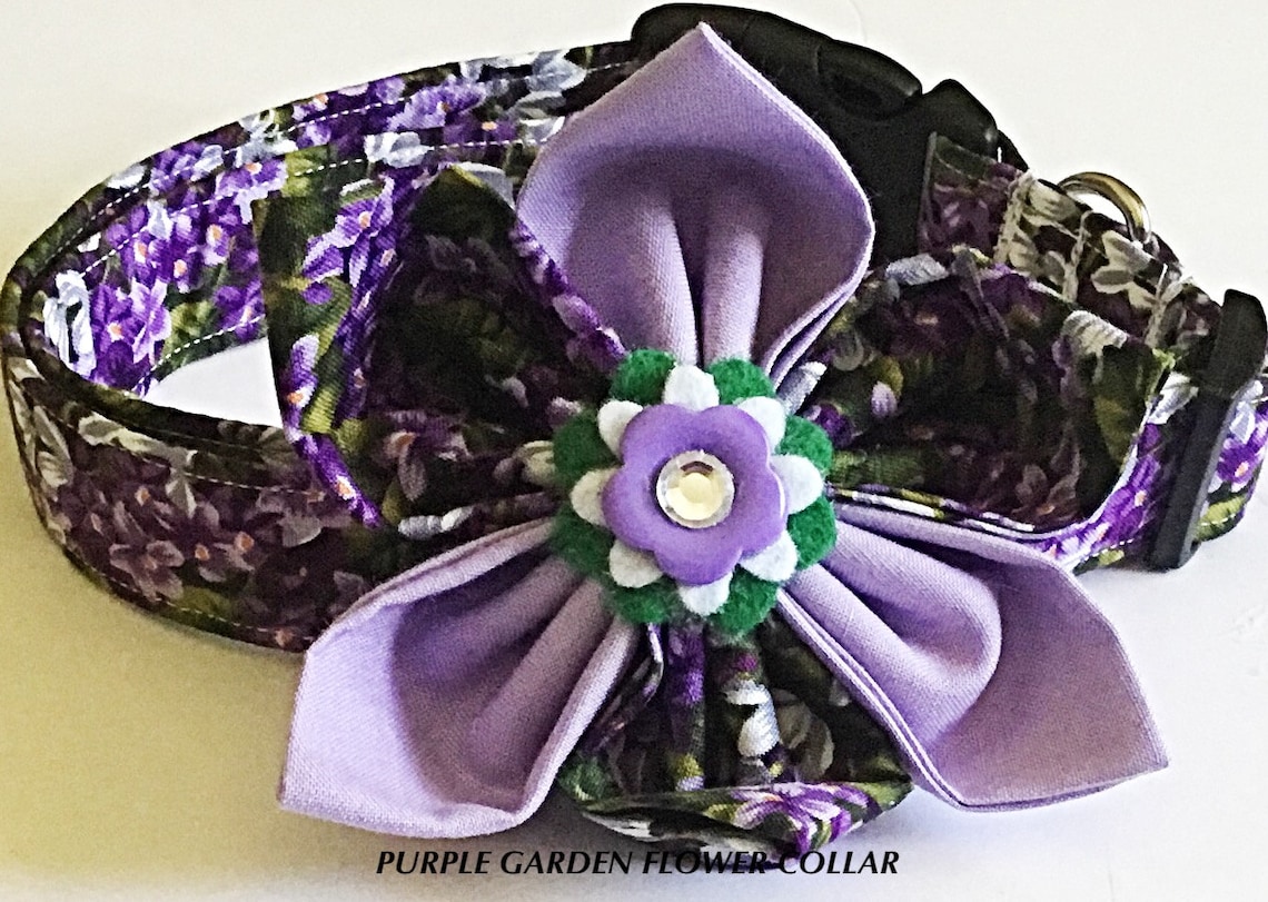 Purple Floral Flower for Dog or Cat Collar / Attachable Flowers - Etsy