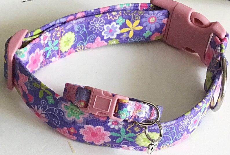 Purple Floral Girl Dog and Cat Collar With Matching Friendship - Etsy