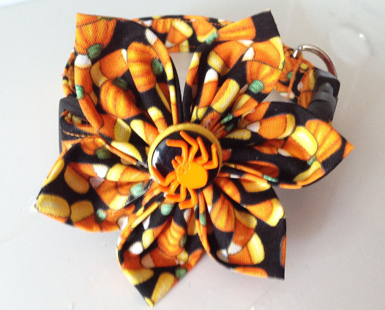 Orange & Yellow Halloween Candy Corn Pumpkin Flower and Collar - Etsy