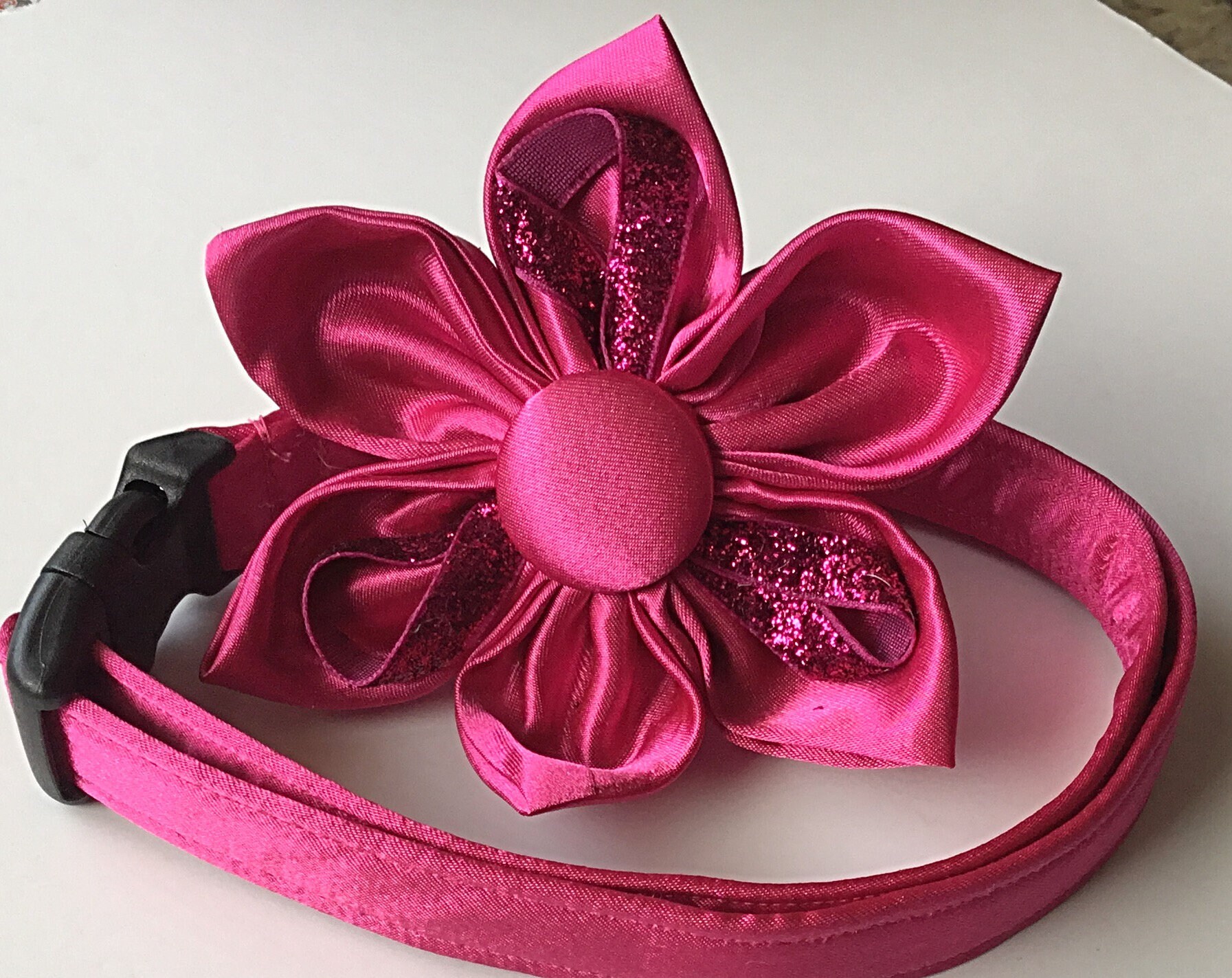 Hot Pink Satin Wedding Flower for Girl Dog or Cat - Etsy