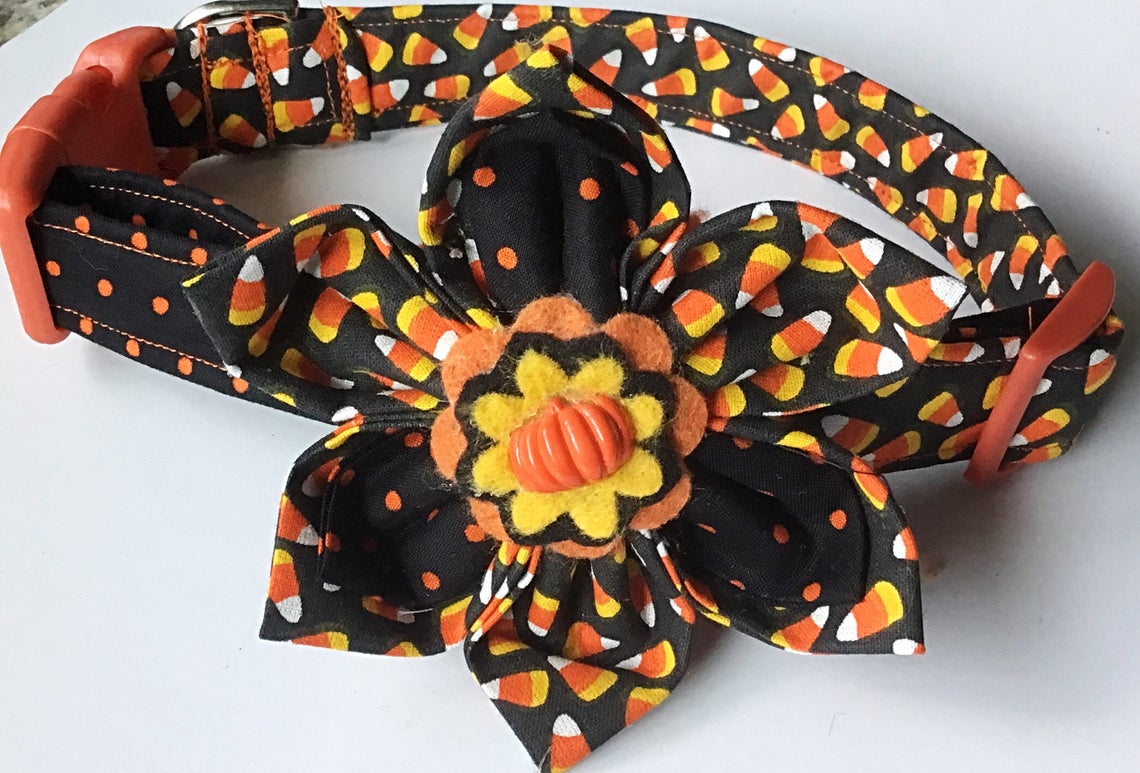 Halloween Candy Corn Collar Flower for Girl Dogs and Cats - Etsy