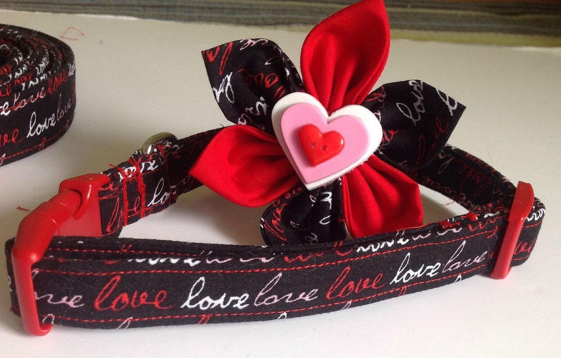 Black Red & White Valentines Day Collar for Dogs and Cats - Etsy