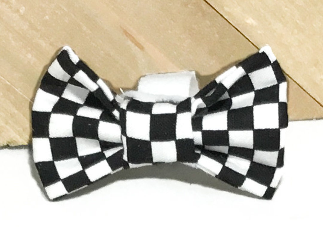 Black & White Checkered Bow Tie for Male Cat or Dog Attachable Collar ...