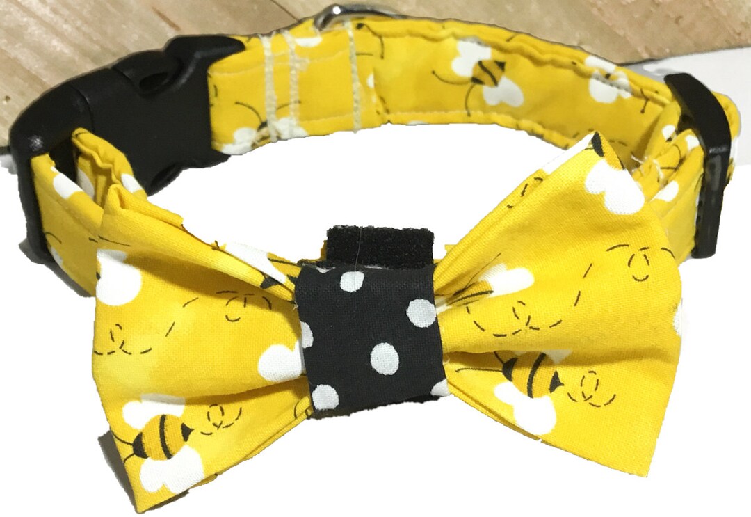 Yellow Bumble Bee Collar With Matching Bow Tie for Dogs or Cats in ...