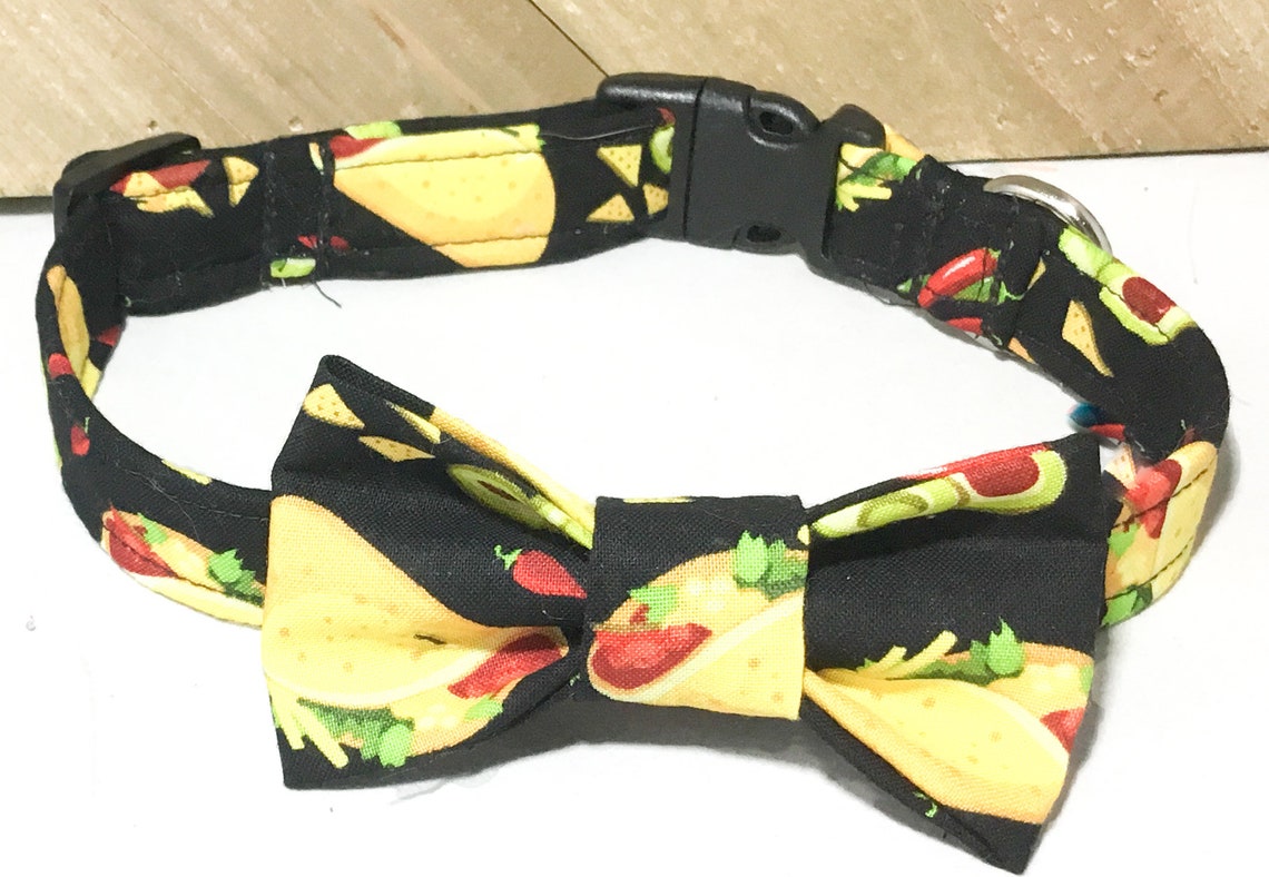 Taco Nacho & Jalapeño Bow Tie Collar With Black Background - Etsy