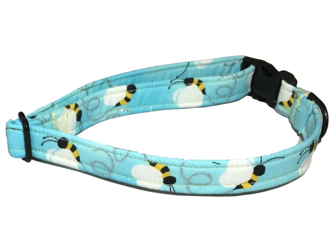 Bumble Bee Dog or Cat Collar With Blue Background & Yellow Bees ...