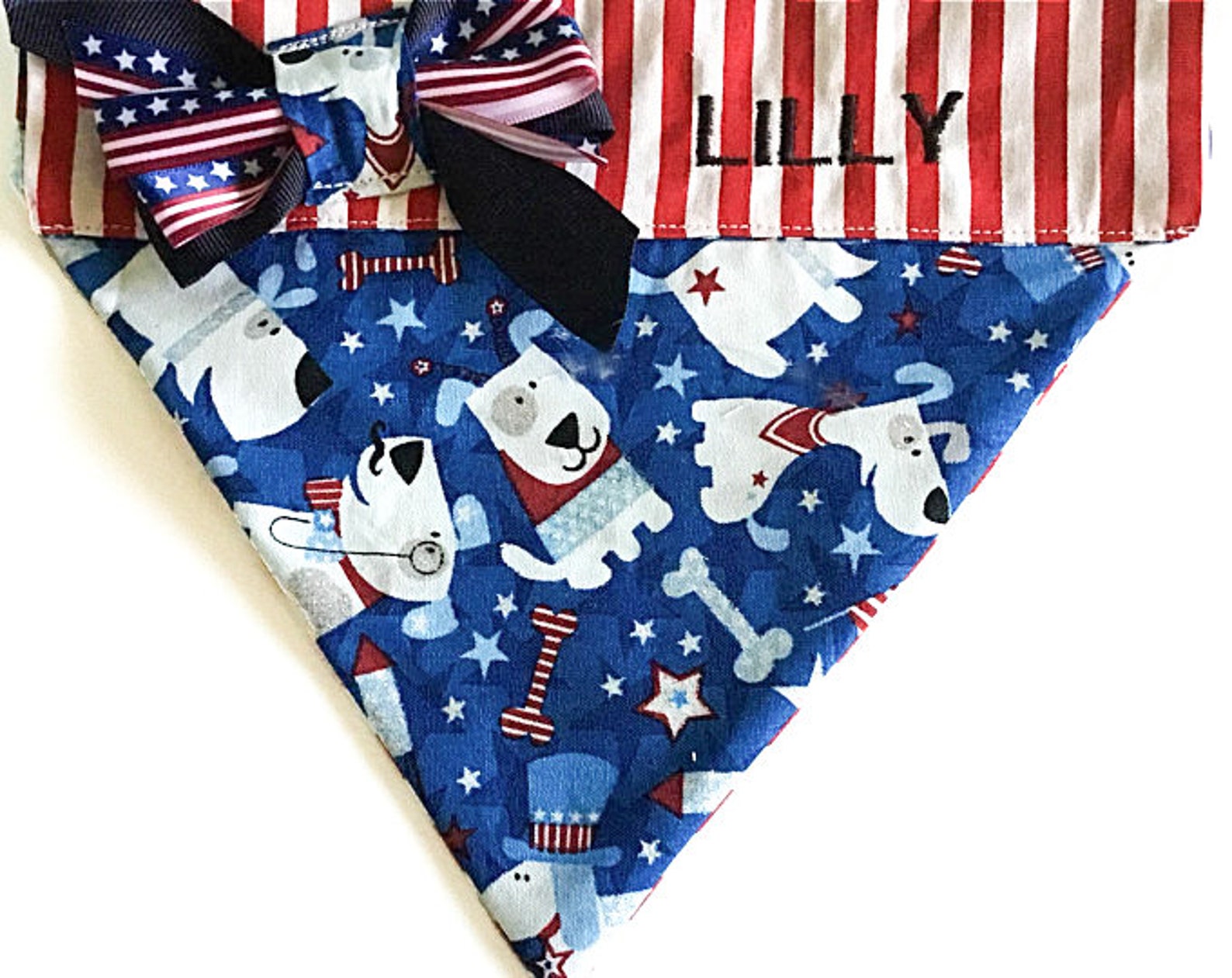July 4th Patriotic Dog Bandana With Stars Stripes and Dogs - Etsy