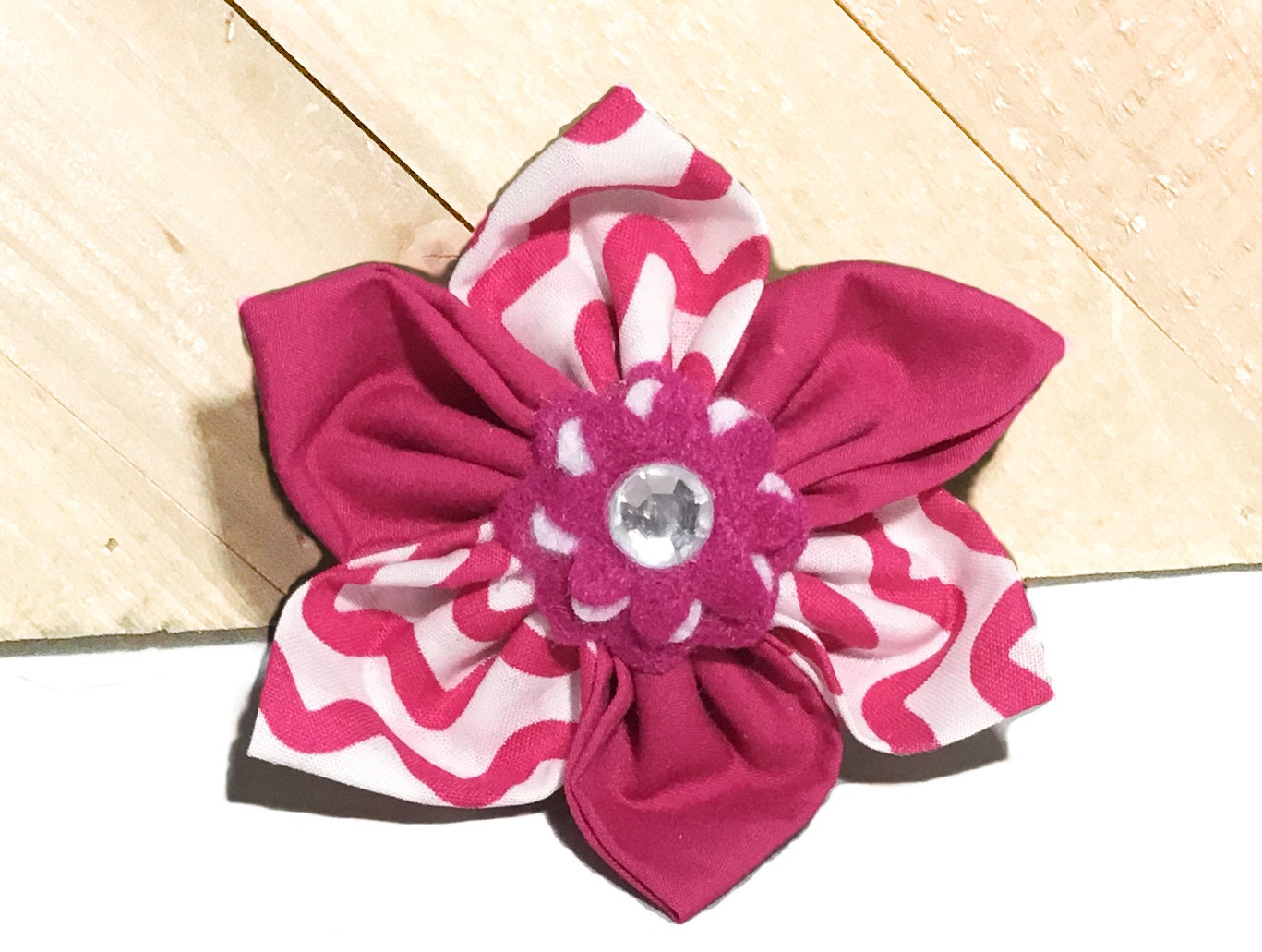 Pink and White Wavy Chevron Flower for Female Dog or Cat - Etsy Australia