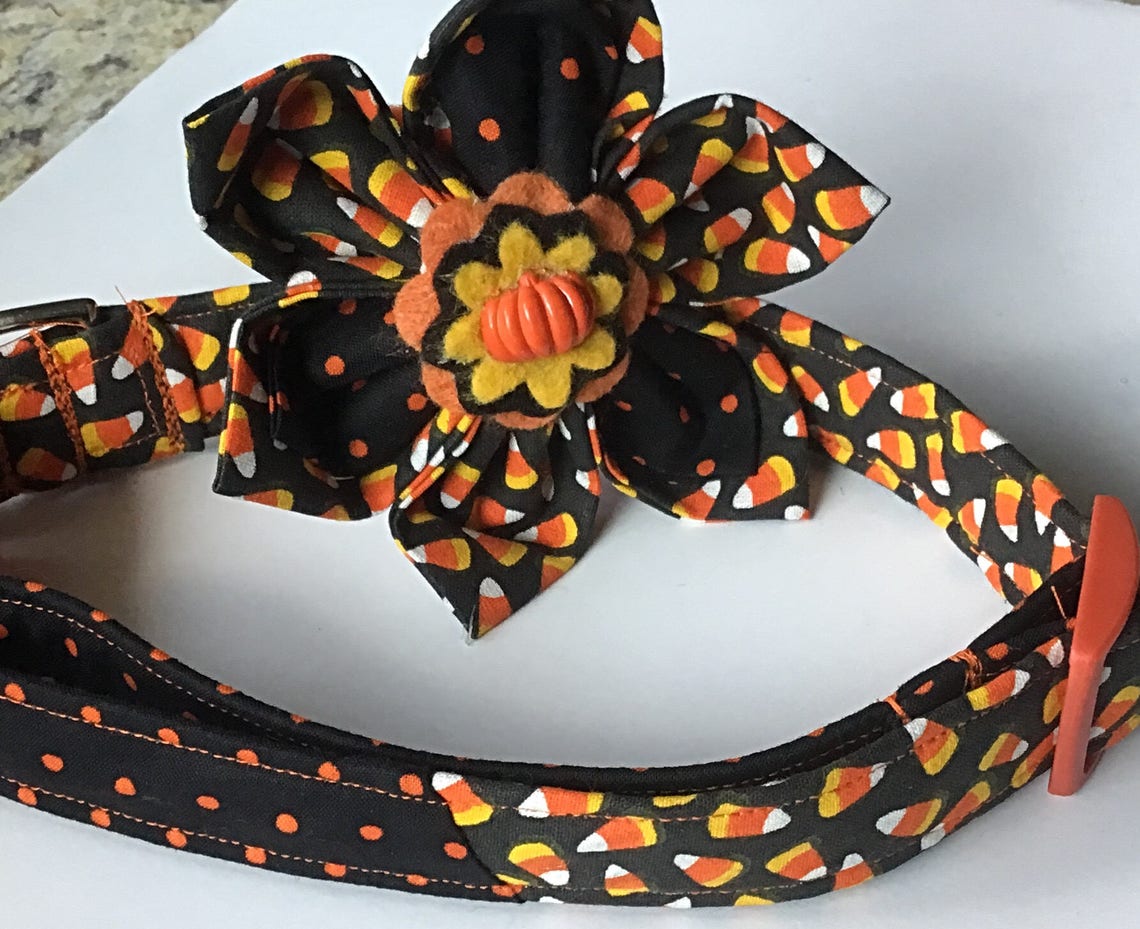 Halloween Candy Corn Collar Flower for Girl Dogs and Cats - Etsy