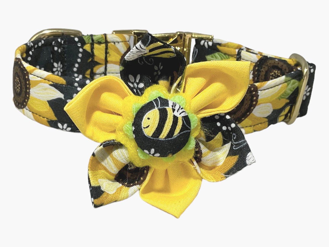 Sunflower Bumble Bee Collar With Flower Metal Buckle Upgrade Option - Etsy