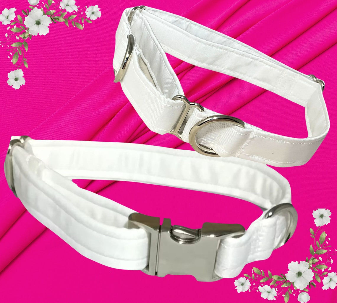 White Satin Wedding Collar for Dogs and Cats With Standard White Buckle ...
