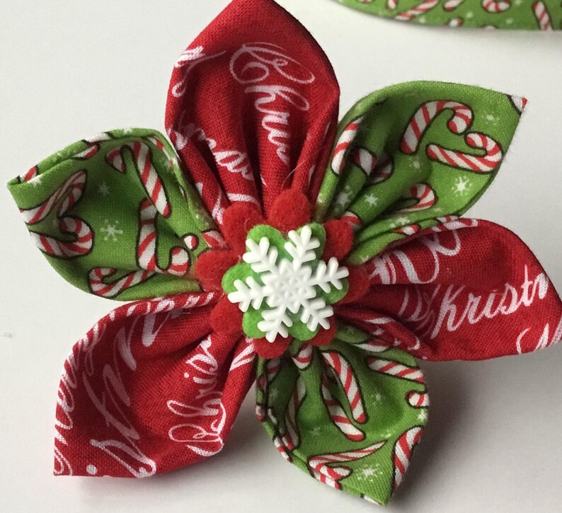 Candy Cane Christmas Collar with Matching Flower for Dogs and | Etsy