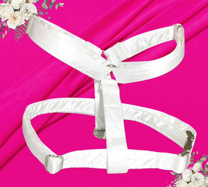 White Satin Wedding Dog Harness With Silver Metal Buckle / Satin Roman ...
