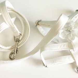 White Satin Wedding Dog Harness With Silver Metal Buckle / - Etsy