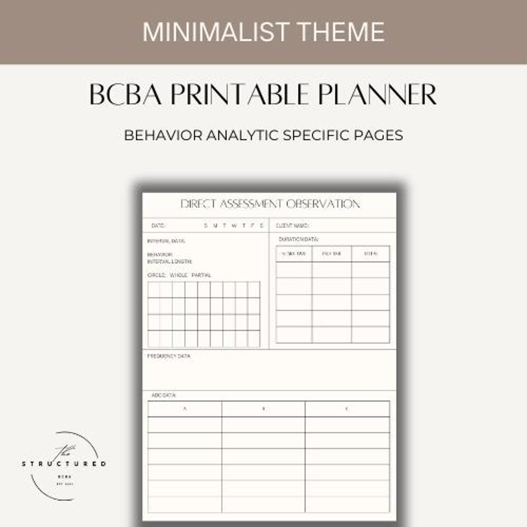 BCBA Printable Planner (minimalist Design) - Etsy