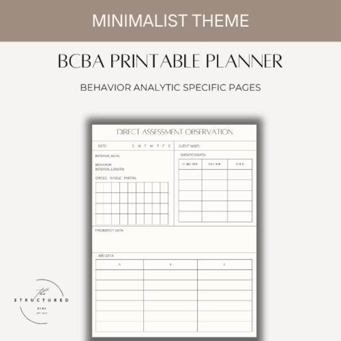 BCBA Printable Planner (minimalist Design) - Etsy