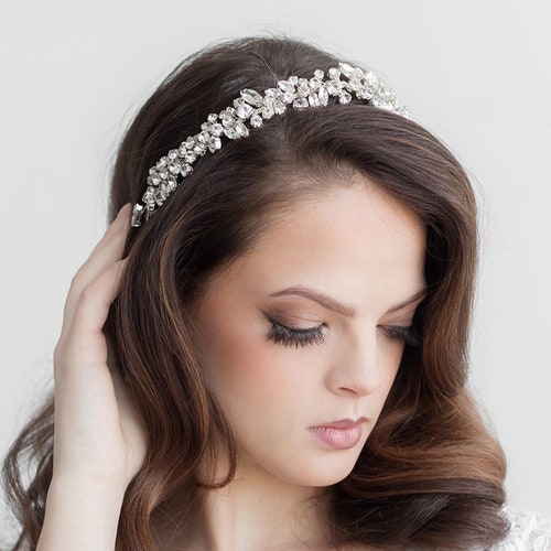 Nina Rhinestone Headband Grecian Headpiece Wedding Hair Etsy