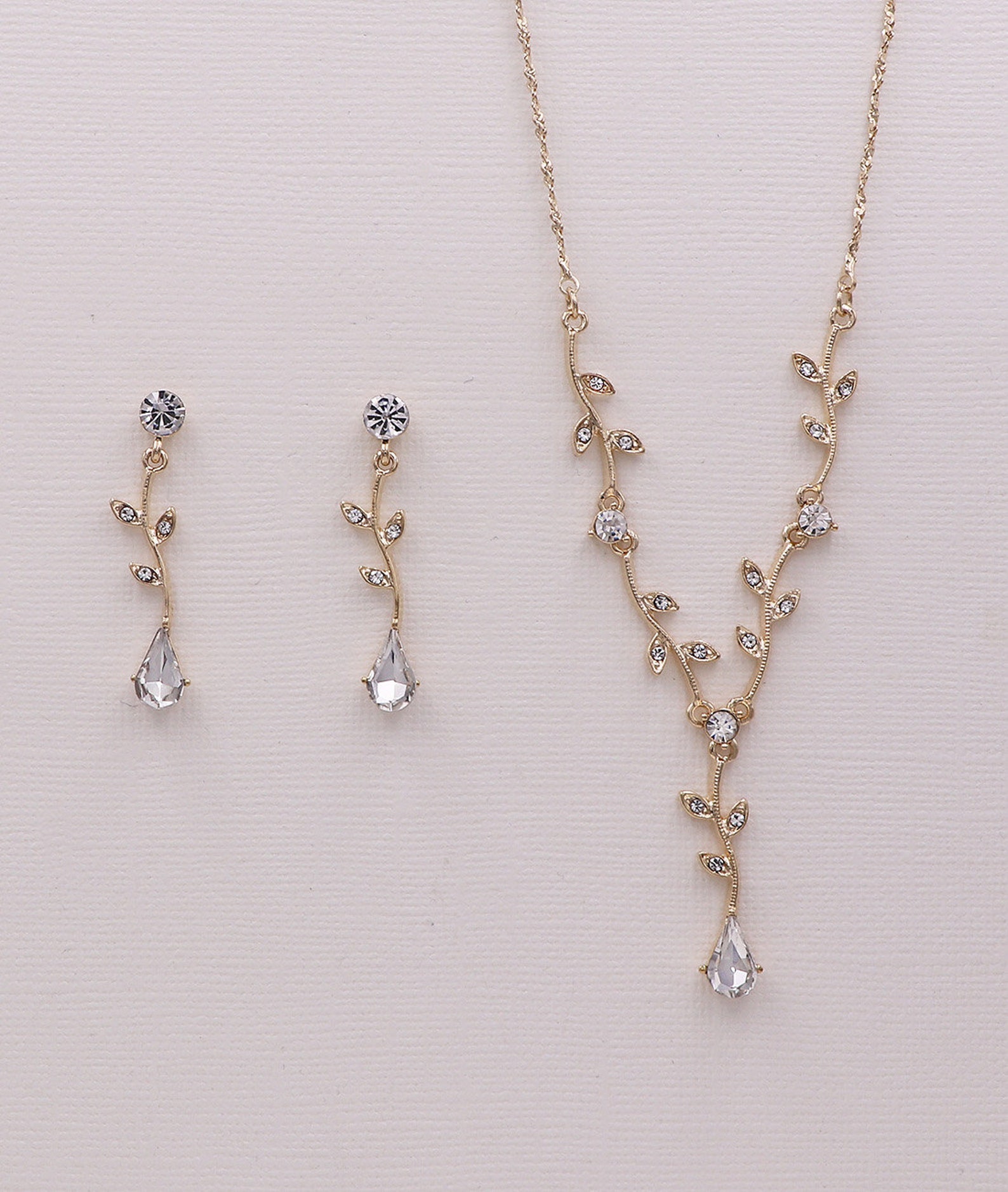 Crystal Rhinestone Vine Teardrop Jewelry Set Crystal Wedding - Etsy