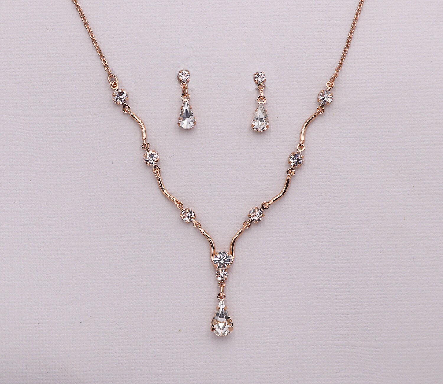Rhinestone Jewelry Set Crystal Wedding Necklace Set Bridal Etsy