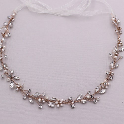 Rose Gold Forehead Piece Bridal Headpiece Wedding Hair - Etsy