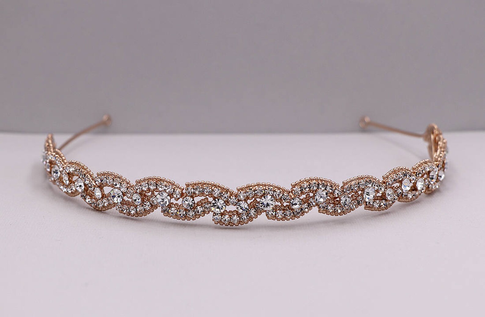 Rose Gold Bridal Headband Swarovski Crystal Rhinestone Etsy