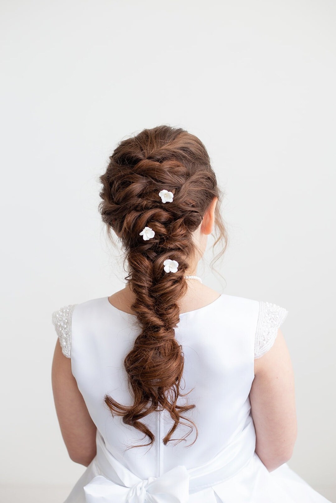 Porcelain Flower Girl Hair Pin, Flower Pearl Hair Pin, First Communion ...