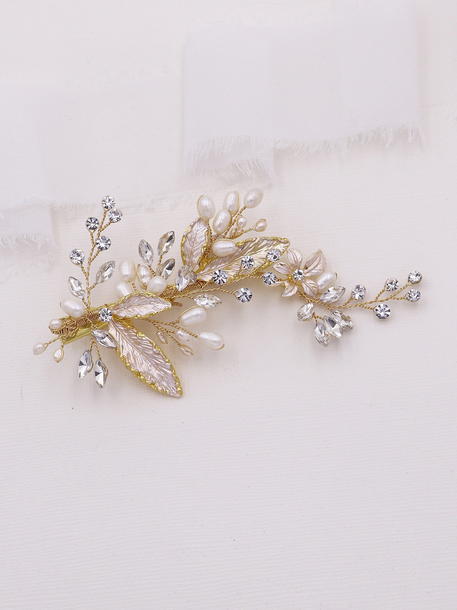 Pearl Wedding Clip Gold Gold Wedding Hair Clip Crystal - Etsy