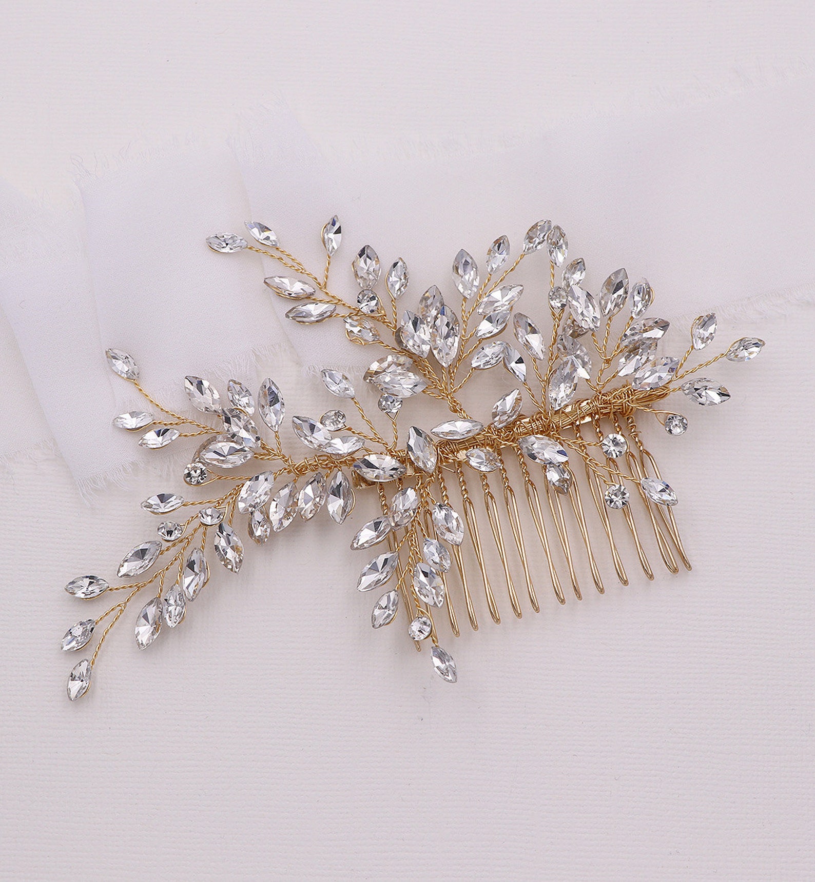 Crystal Rhinestone Wedding Comb Rose Gold Wedding Hair Comb | Etsy