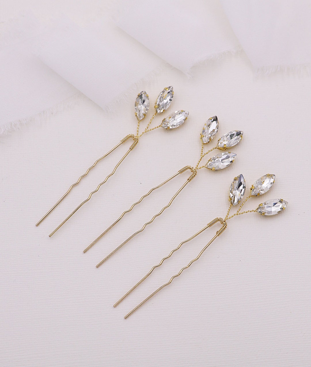 Gold Wedding Hair Pin, Bridal Hair Accessories, Rhinestone Hairpin ...
